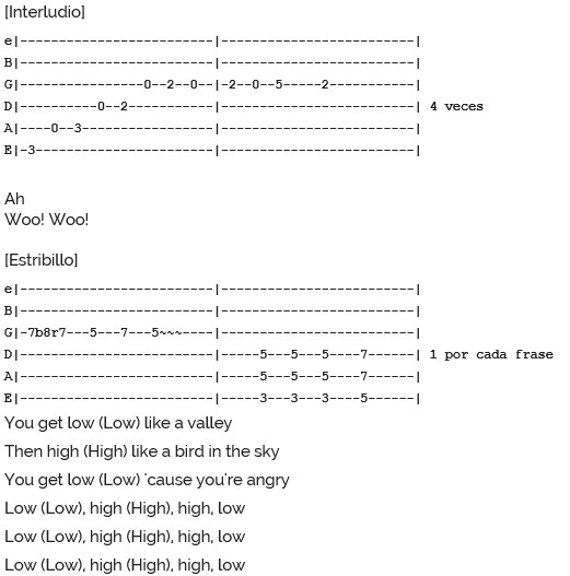 Lo/Hi TAB (Tablatura) + Letra + review de la canción - Miguitarraelectrica